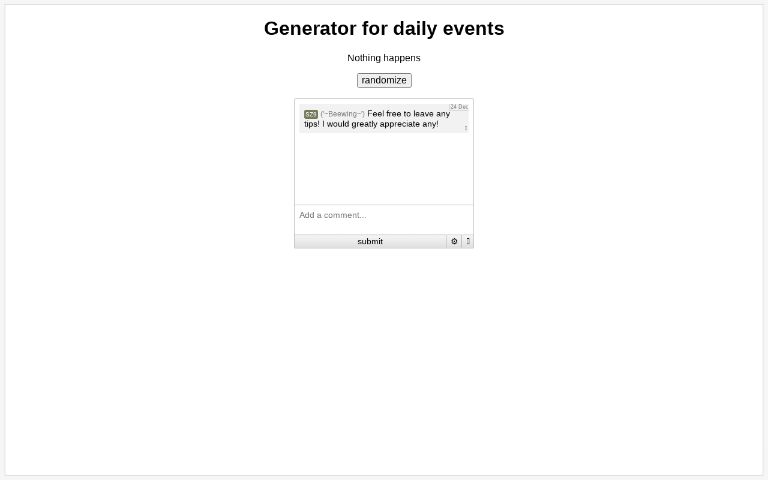 Generator for daily events