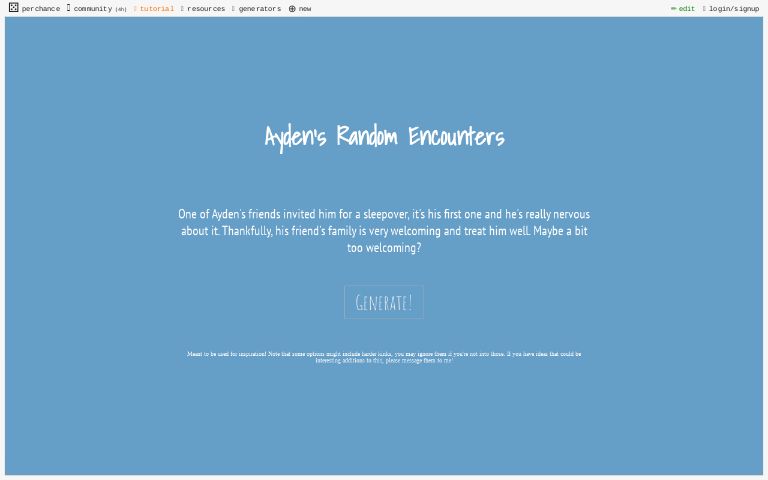 Ayden's Random Encounters ― Perchance Generator