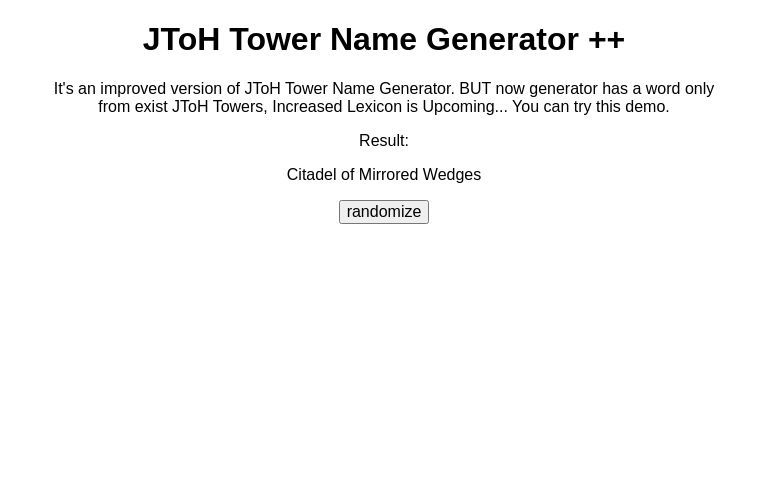 JToH Tower Name Generator