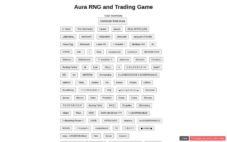 Aura Trading Game ― Perchance Generator