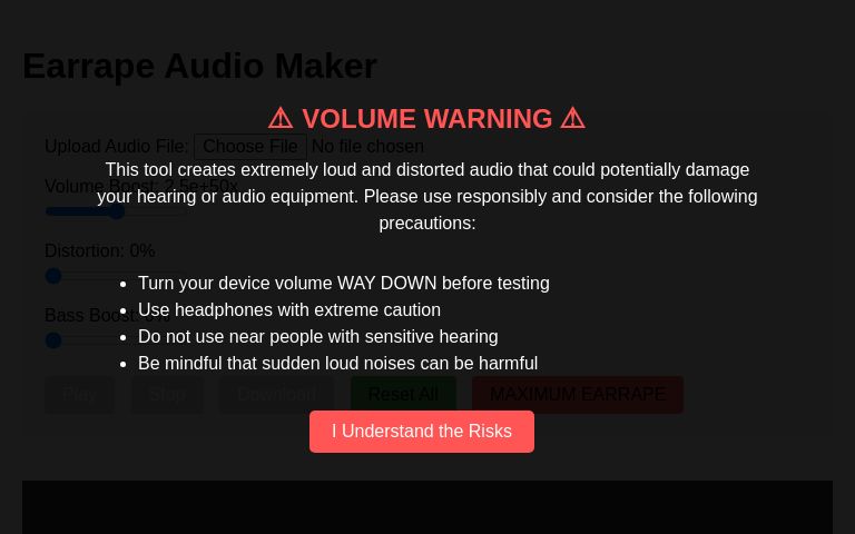 Earrape Audio Maker ― Perchance Generator