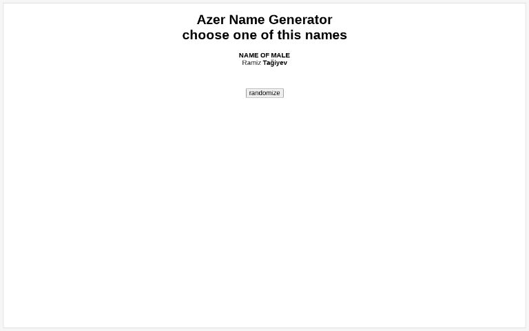 Azer Name Generator choose one of this names