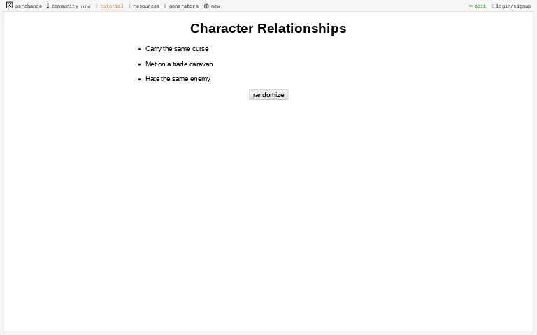 Character Relationships ― Perchance Generator