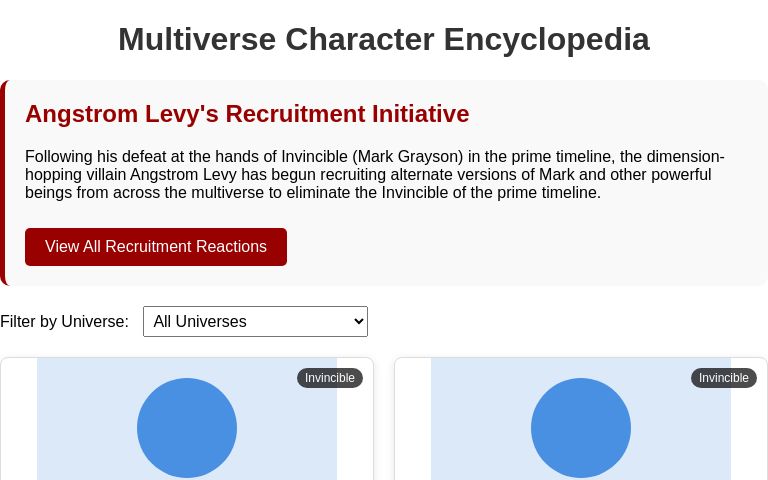 Multiverse Character Encyclopedia ― Perchance Generator