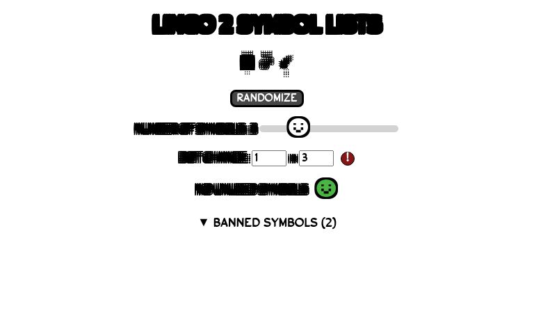 Lingo 2 Symbol Lists ― Perchance Generator