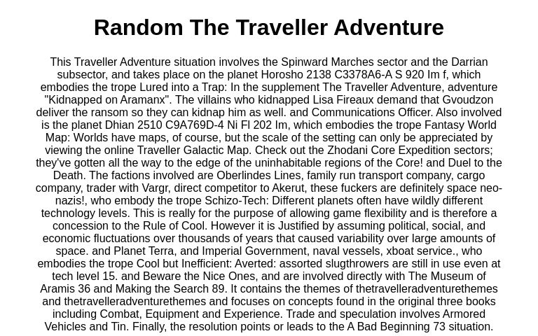 Random The Traveller Adventure ― Perchance Generator