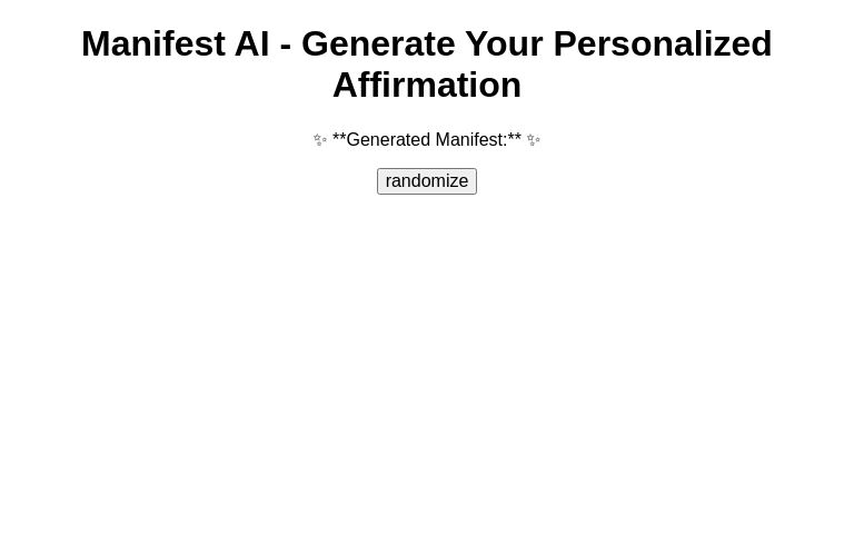 Manifest AI - Generate Your Personalized Affirmation