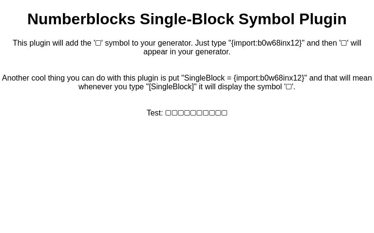 Numberblocks Single-Block Symbol Plugin