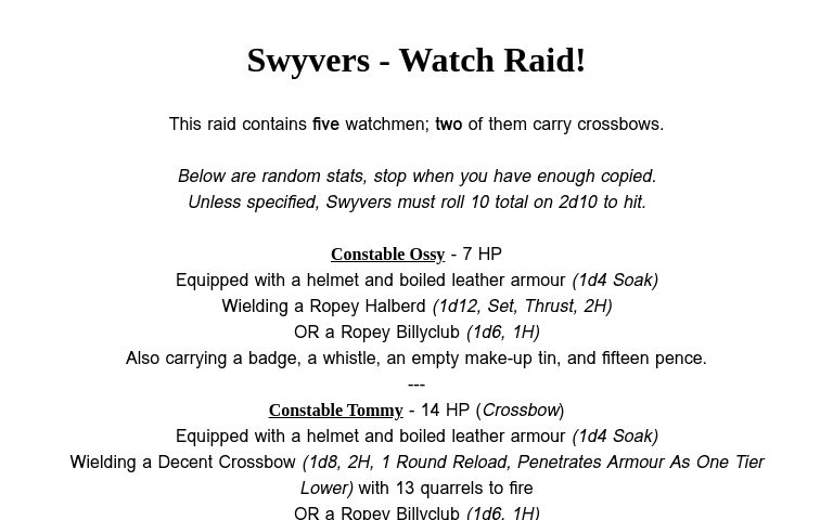 Swyvers - Watch Raid! ― Perchance Generator