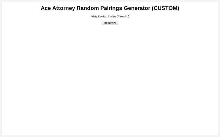 Ace Attorney Random Pairings Generator (CUSTOM)