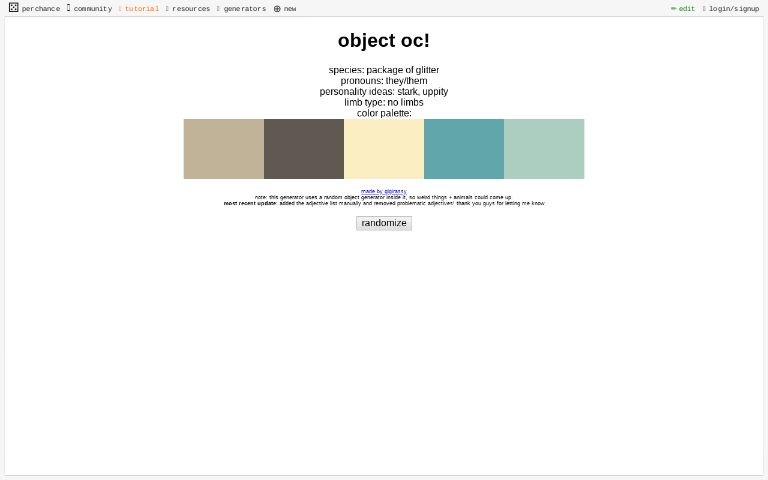 object oc! ― Perchance Generator