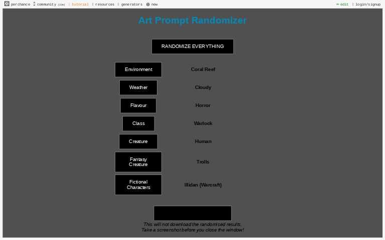 Art Prompt Randomizer ― Perchance Generator