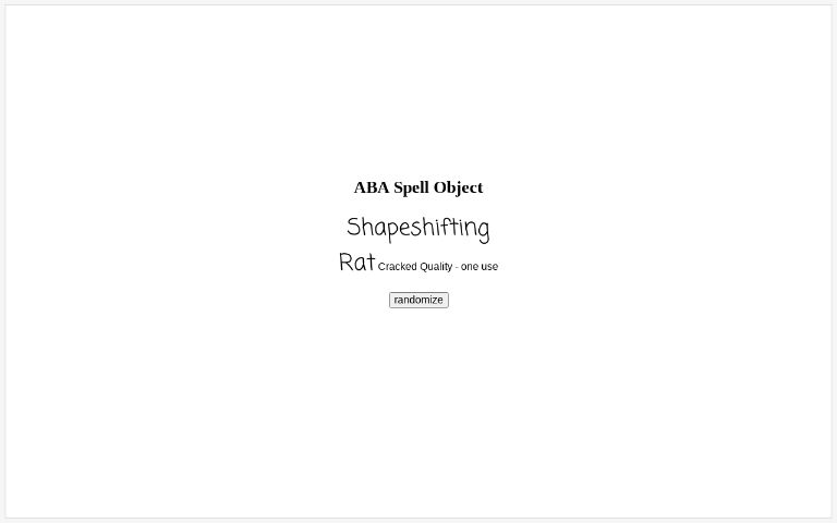ABA Spell Object ― Perchance Generator
