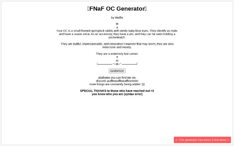 【FNaF OC Generator】