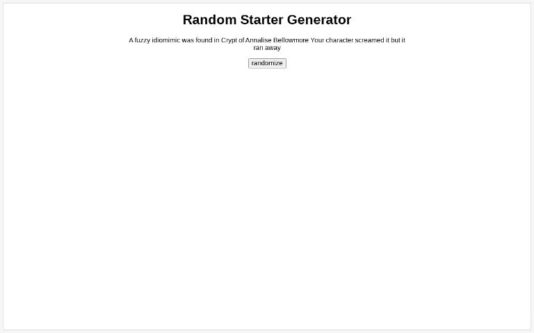 Random Starter Generator