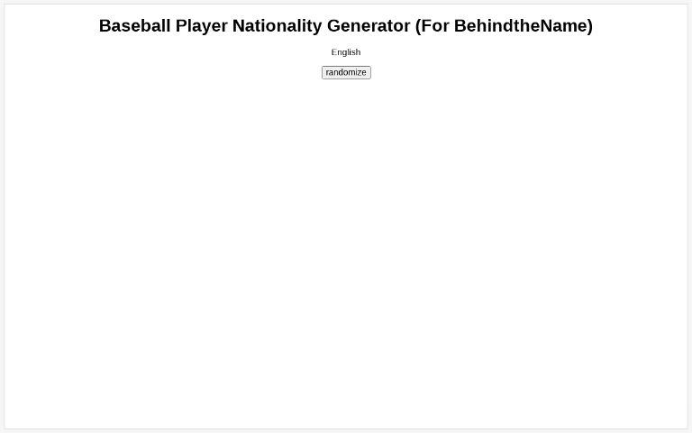 Baseball Player Nationality Generator (For BehindtheName)