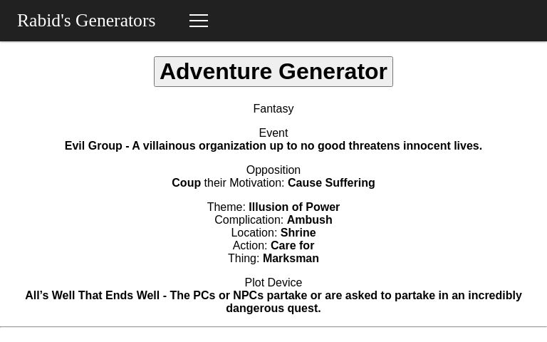Adventure Generator