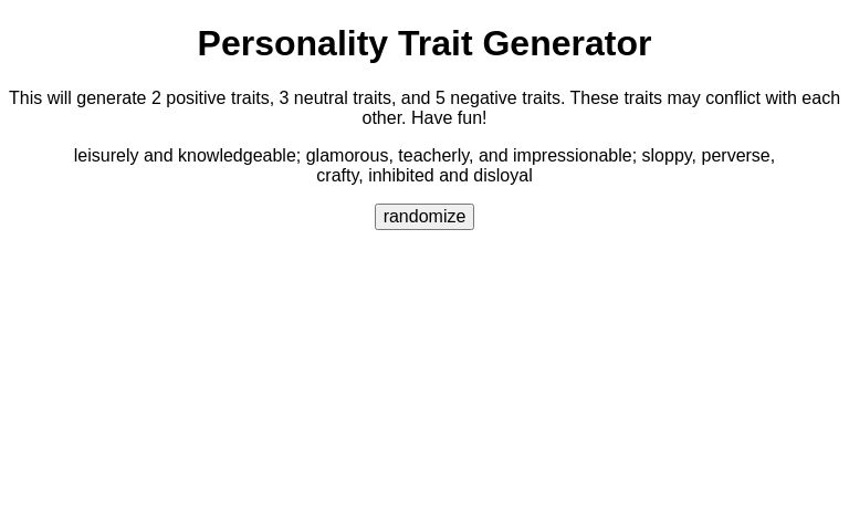 Personality Trait Generator