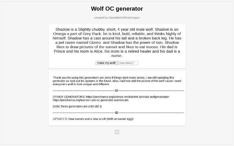 Wolf OC generator