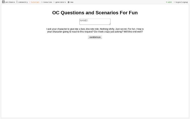 OC Questions and Scenarios For Fun ― Perchance Generator