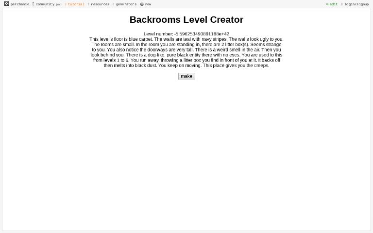 Backrooms Level Creator ― Perchance Generator
