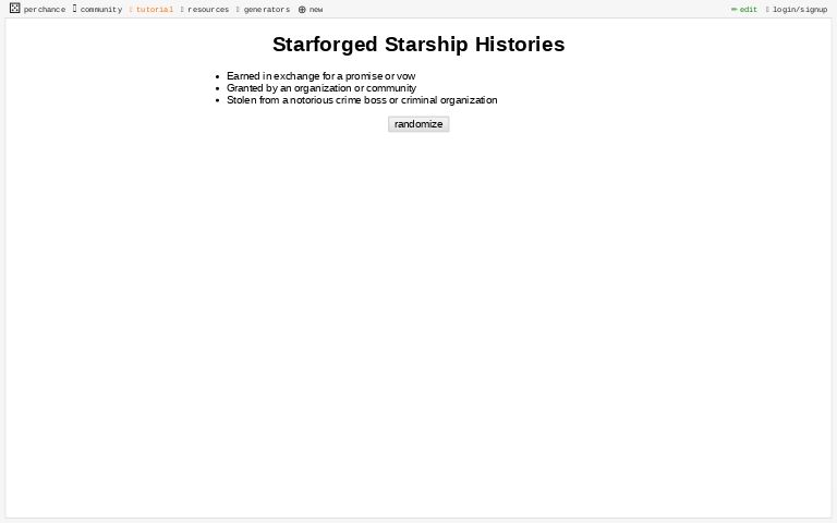Starforged Starship Histories ― Perchance Generator