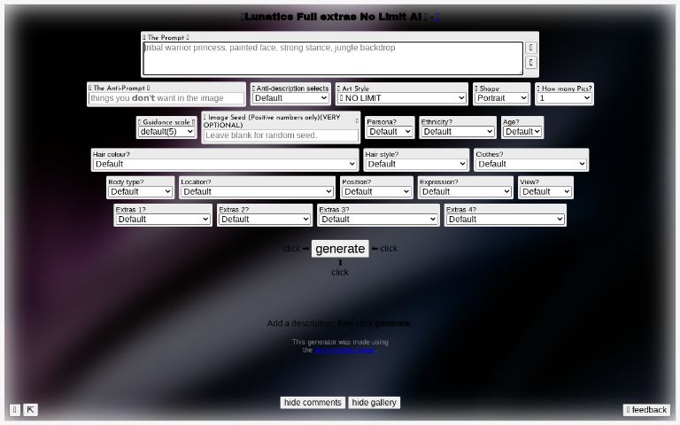 Lunatic's full extras No Limit AI (Free, No Sign-up, No Limits ...