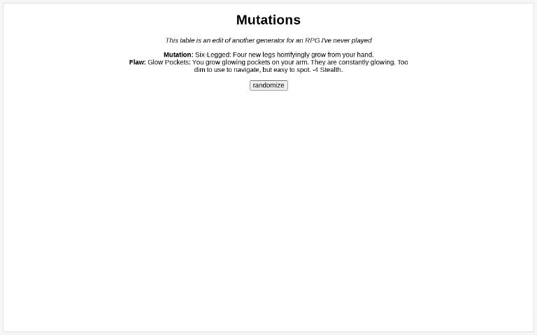 Mutations ― Perchance Generator