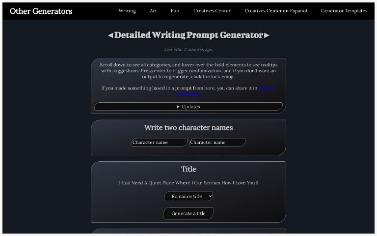 Detailed Writing Prompt Generator