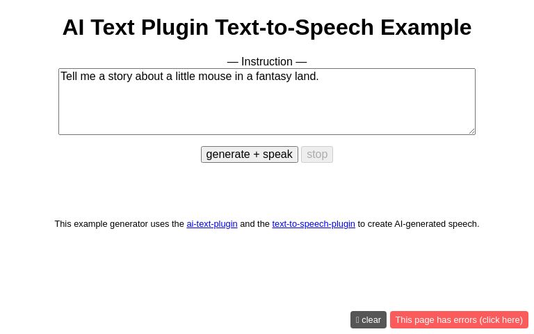 AI Text Plugin Text-to-Speech Example