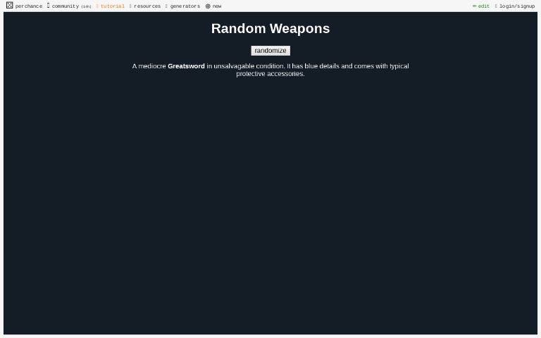 Random Weapons ― Perchance Generator