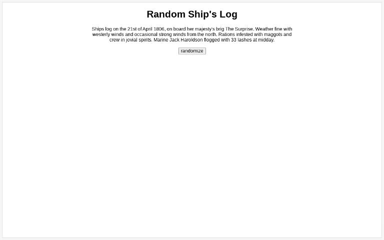 Random Ship's Log ― Perchance Generator