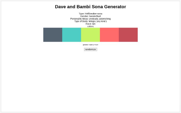 Dave and Bambi Sona Generator