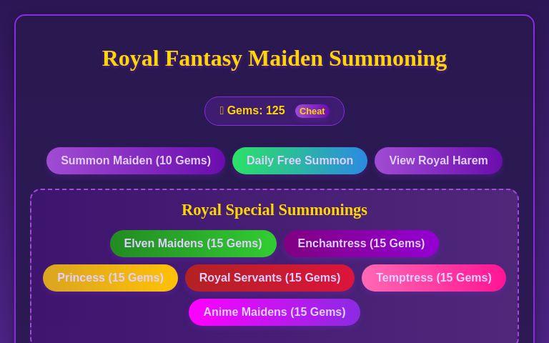 Royal Fantasy Maiden Summoning ― Perchance Generator