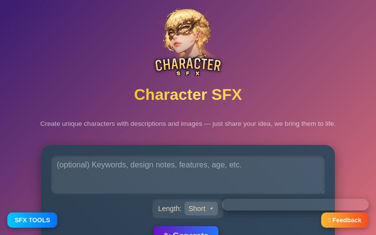 Character SFX Description Generator (free, no sign-up, unlimited)