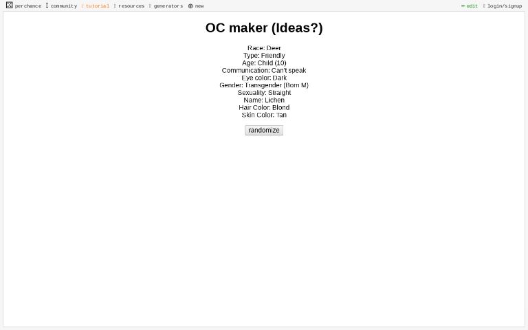 OC maker (Ideas?) ― Perchance Generator