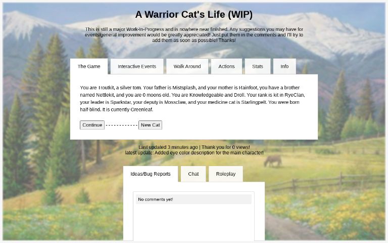 A Warrior Cat's Life (W.I.P.) ― Perchance Generator