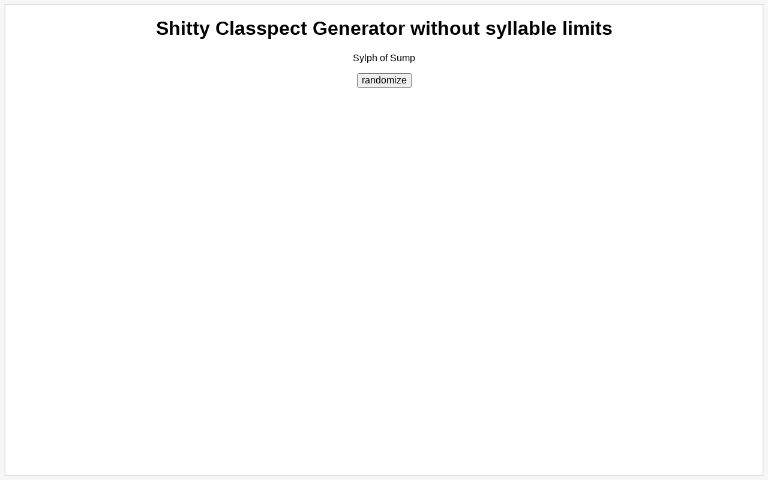Shitty Classpect Generator without syllable limits