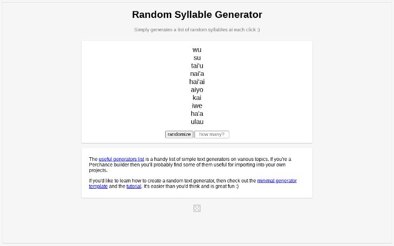 Random Syllable Generator