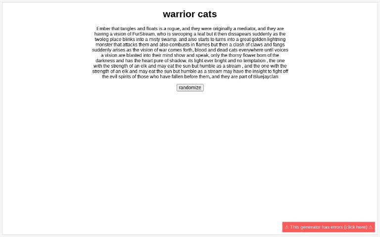 warrior cats ― Perchance Generator