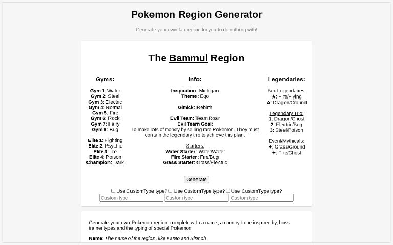 Pokemon Region Generator