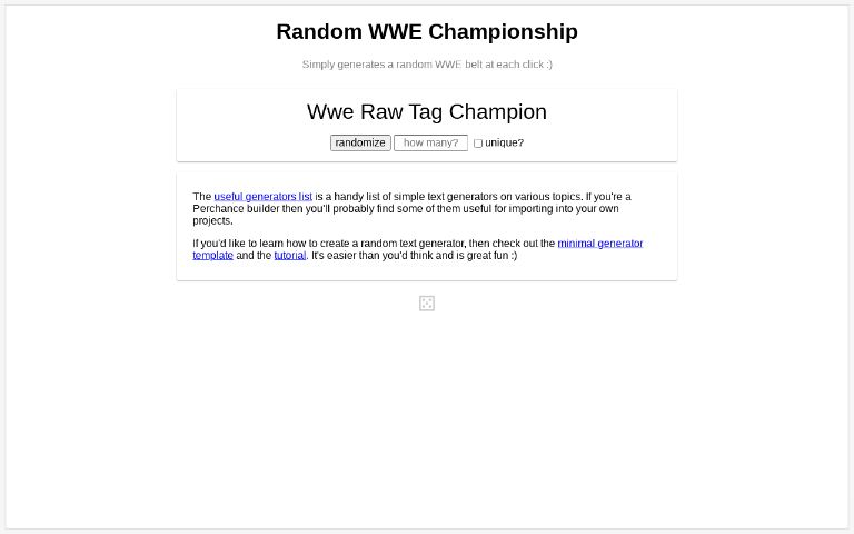 Random WWE Championship ― Perchance Generator