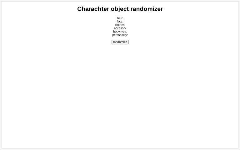 Charachter object randomizer ― Perchance Generator