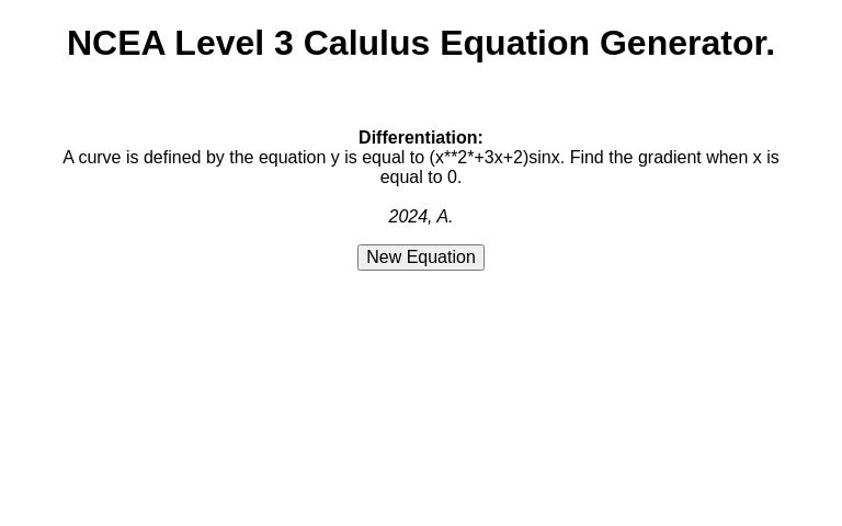 NCEA Level 3 Calulus Equation Generator.