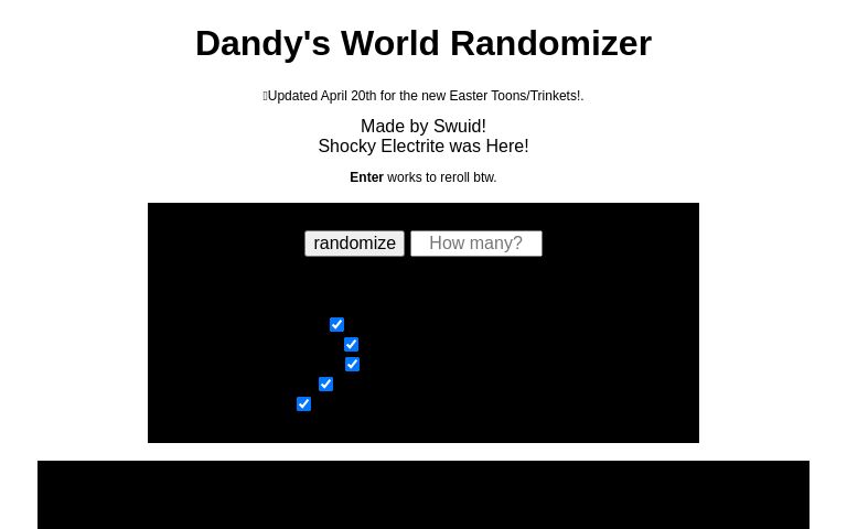 Dandy's World Randomizer ― Perchance Generator