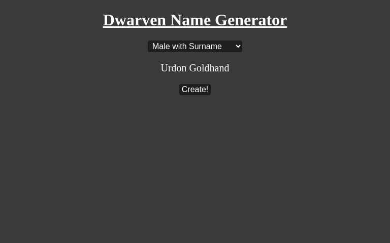 Dwarven Name Generator