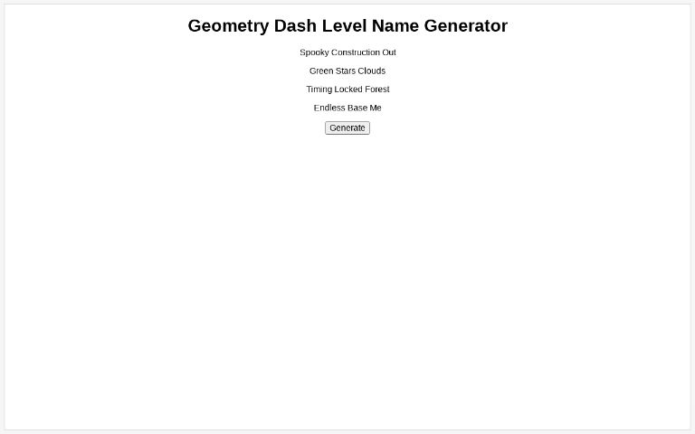 Geometry Dash Level Name Generator