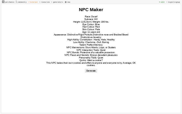 NPC Maker ― Perchance Generator