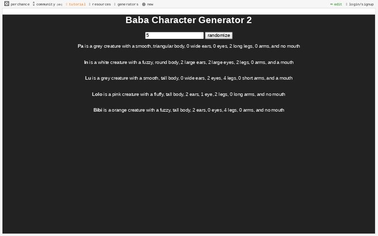 Baba Character Generator 2