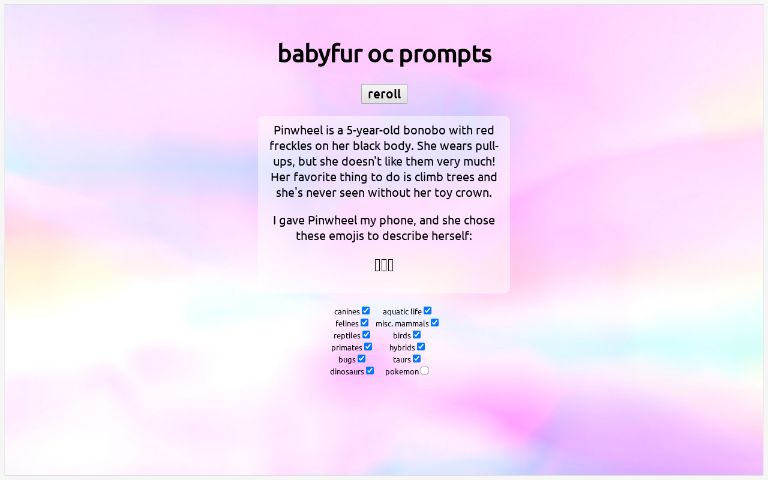 babyfur oc prompts ― Perchance Generator